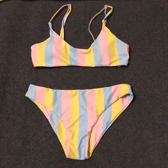 Swim | Multicolor Pastel Bikini Top And Bottom | Poshmark